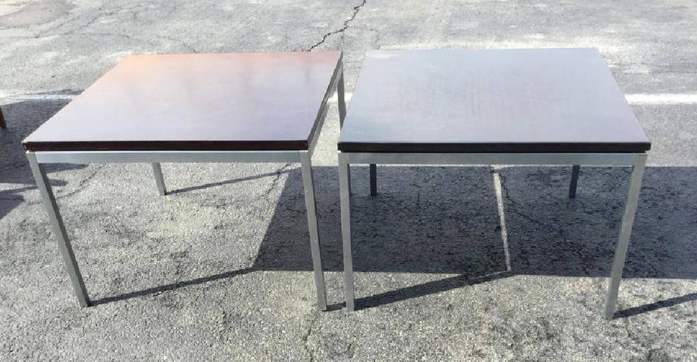 KNOLL (?) PAIR MID CENTURY STYLE TABLES, CHROME LEGS, - Apr 22, 2017 ...