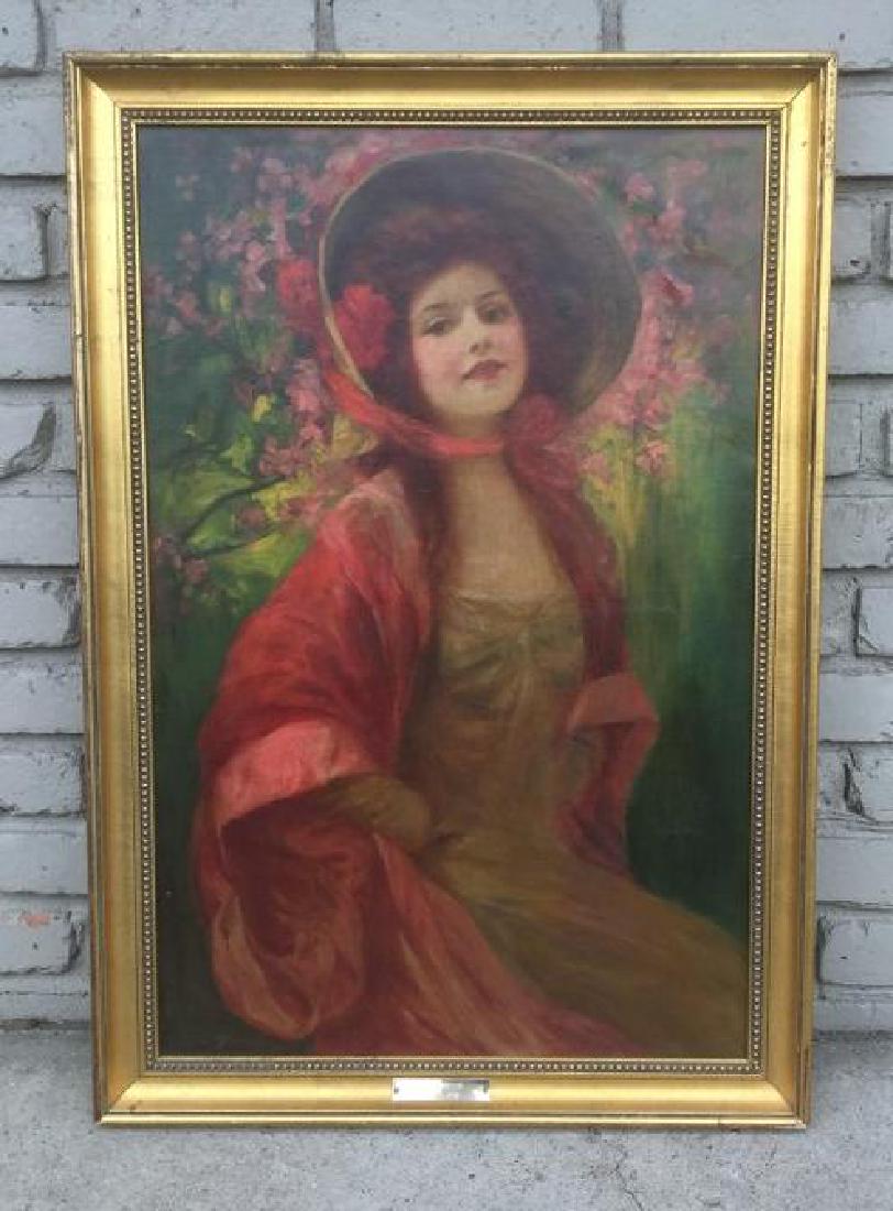 LEON MORAN O/C PORTRAIT OF A WOMAN SURROUNDED BY