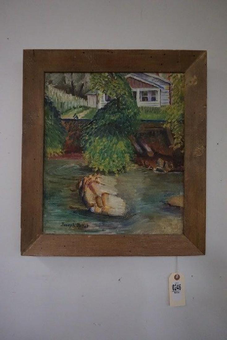 JOSEPH POLLET O/C LANDSCAPE W/STREAM IN FOREGROUND,