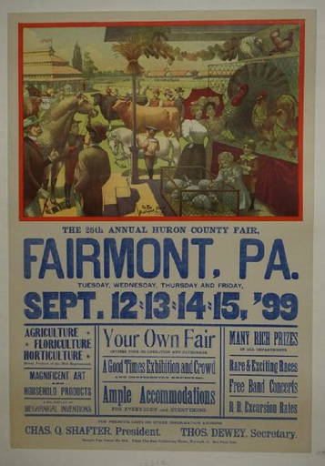 25th Annual Huron County Fair Poster, Fairmont, Pa.,