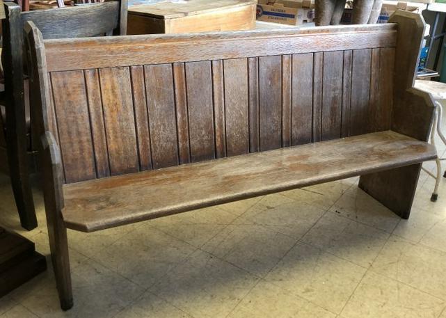 Old Oak Church Pew, Nice Smaller Size, Worn Finish,