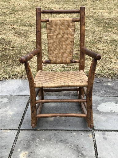 Old Hickory Rocking Chair With Caned Seat And Back