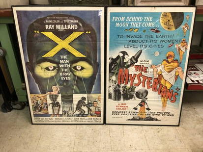 (2) Sci Fi Related One Sheet Movie Posters, In Black