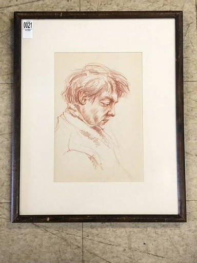 Hunter Mallory (1926 2014) Drawing Of A Young Man, Rome