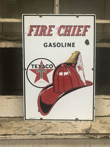 OLDER TEXACO FIRE CHIEF ENAMEL SIGN DATED 1957, (#0306) on Feb 18, 2022 ...