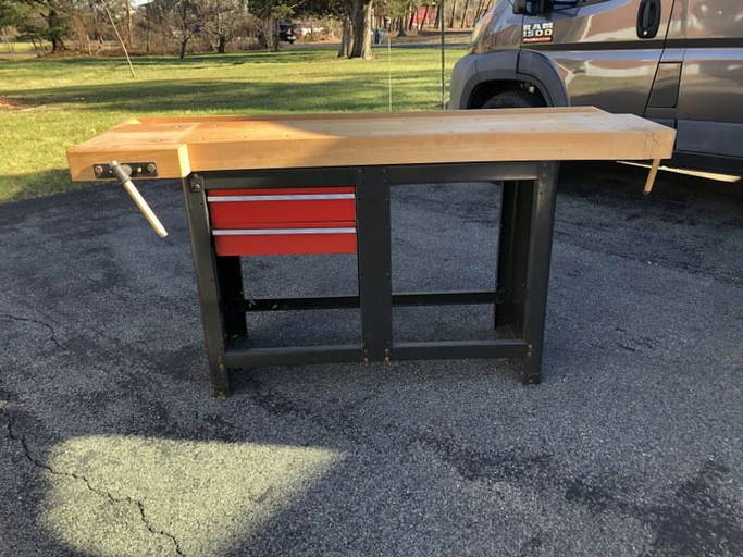 Nice Clean Butcher Block Top Workbench, With 2 Drawers,