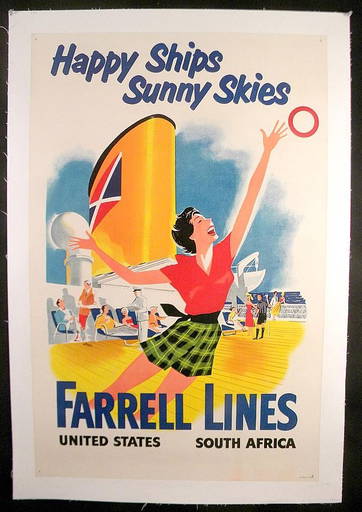 Vintage Poster Farrell Lines Travel Poster, Circa