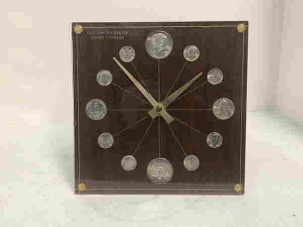 Novelty clock with uncirculated 1964 coins as the numbers, including (2 ...