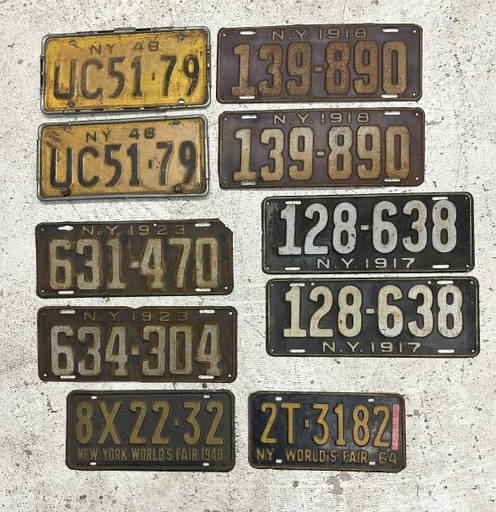 Lot Of Old New York State License Plates Including (3) Pairs And (4 ...