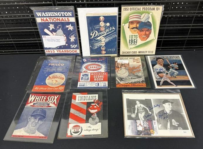 8 Vintage Baseball Programs, 2 Baseball Autograph Photos-gene Conley ...