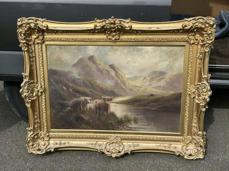 David Hicks 19th/20th C O/c Highland Cattle, Signed Lower Right. In ...