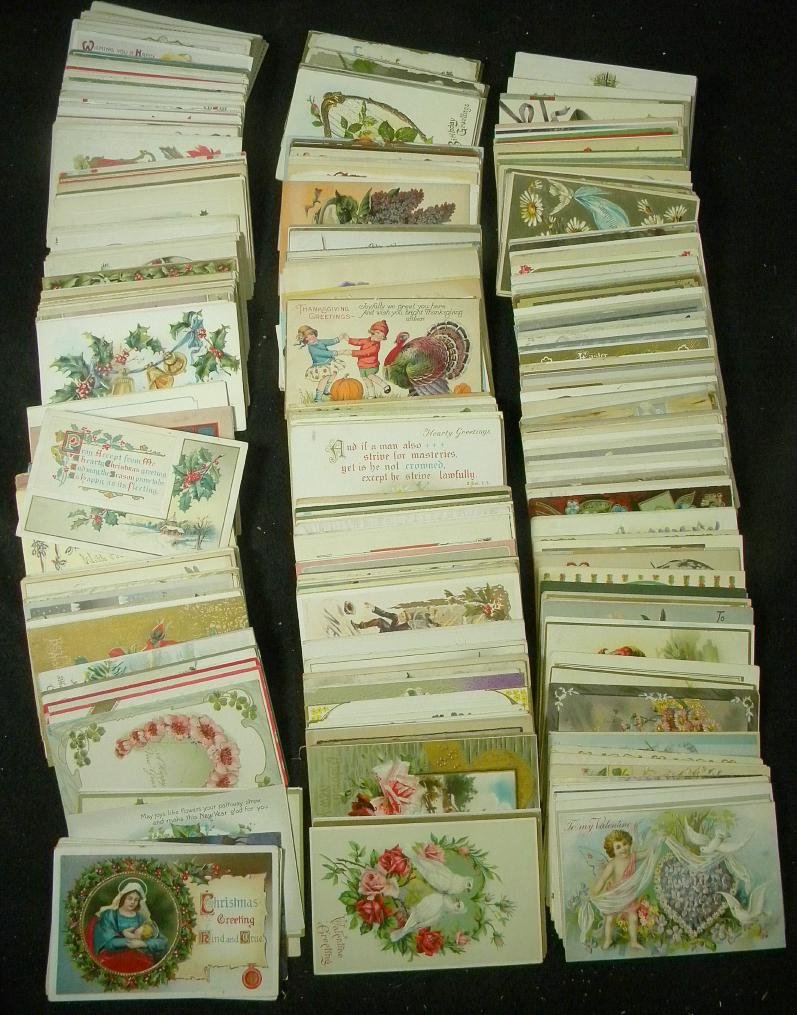Shoebox Full Old Holiday & Greeting Postcards