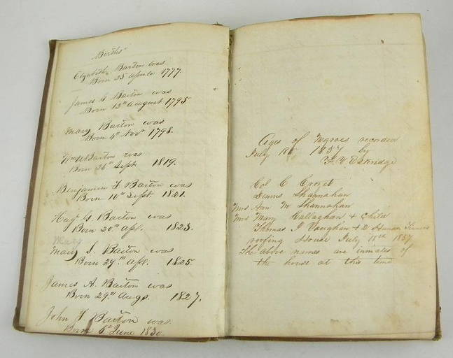 1850's Slave Owners Journal Montgomery Alabama