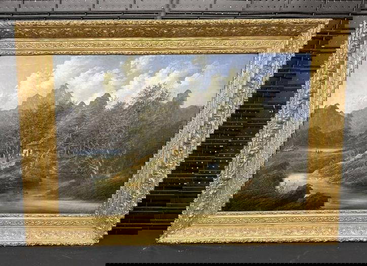 Large 19th C Continental Landscape Signed Illegibly ( Fr. Roder? ). In ...