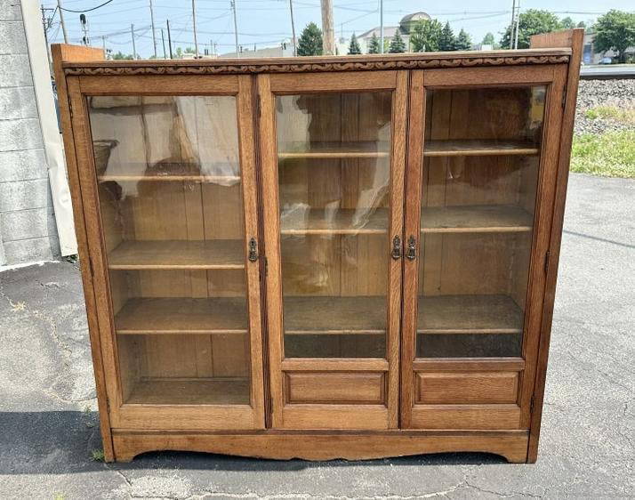 Nice Triple Door Oak Bookcase, Circa 1910, Structurally Sound ...