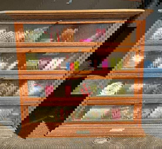 A N Russell & Sons Ilion, N.y. Circa 1900 Oak Ribbon Cabinet, Original ...