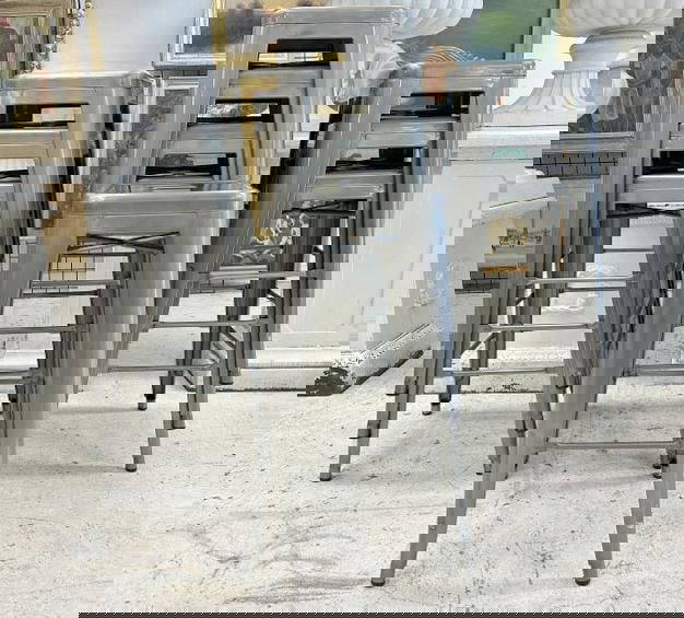 (11) Metal Stacking Stools, In Good Overall Condition, Have A Grayish ...