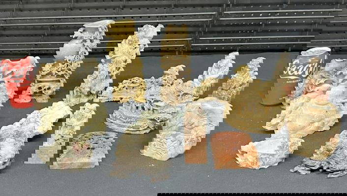 (14) Pcs. Jade, Hard Stone Or Soapstone Objects…good Overall Condition ...