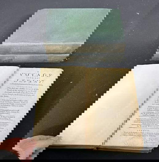 (3) Volume Set (1741 London), ( A Voyage Into The Levant ), Old Rebound ...