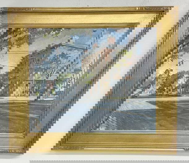 Garin Baker (born 1961) O/b Cityscape, Most Likely A Hudson Valley Town ...