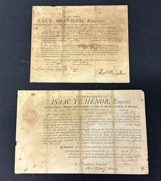 (2) Vermont 1797-1799 Governor Commissions ( Timothy Buckland & Brigham ...