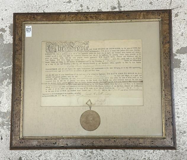 1790 Signed George Clinton Framed Document, In Burl Frame And Matted ...