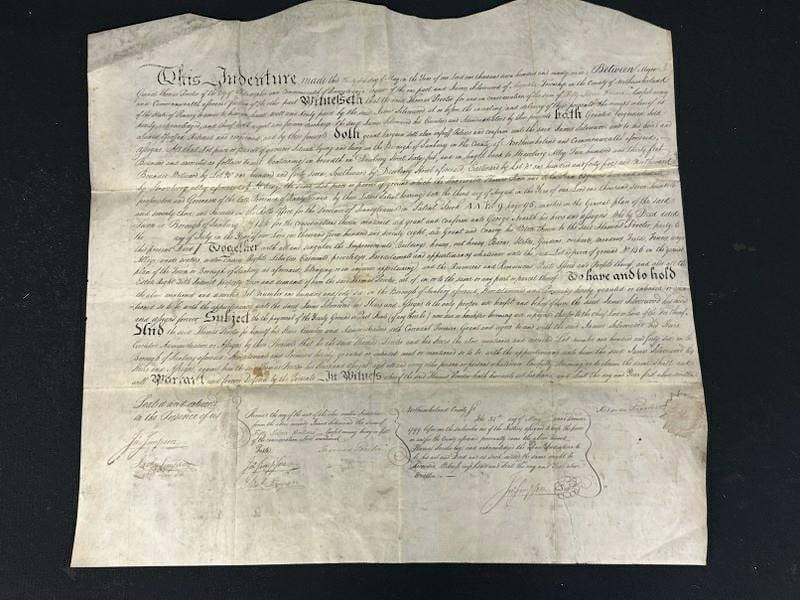 1799 Major General Thomas Proctor, Pennsylvania Indenture….. Auction