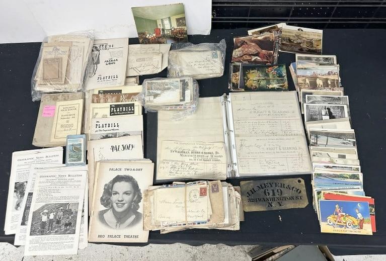 Misc. Ephemera To Include Postcards, Correspondence, Album With Early Billheads & Letters, Etc ...