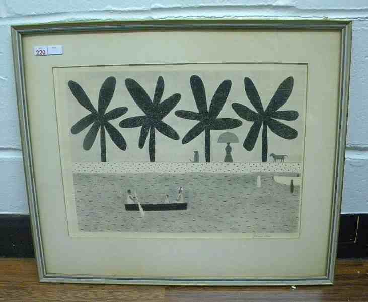 DORIS LEE Woodstock NY Artist Signed Print with Boat