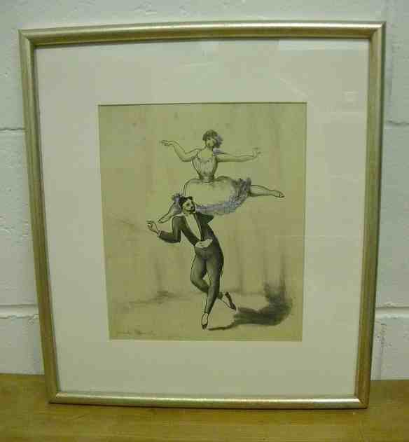 Lucile Blanch Ink & Watercolor Man & Woman Dancers