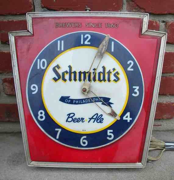 SCHMIDT'S BEER ALE OLD ADVERTISING CLOCK - Jun 29, 2013 | JMW Auction ...
