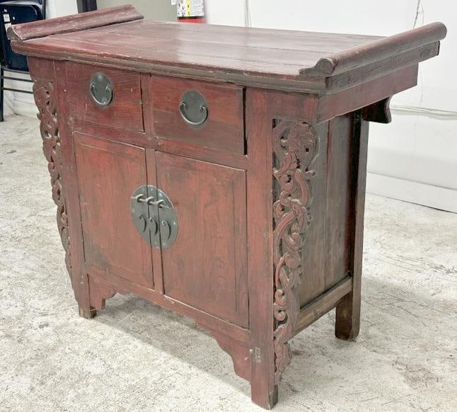 Chinese Red Lacquered Console Table Or Altar Table, Structurally Sound ...