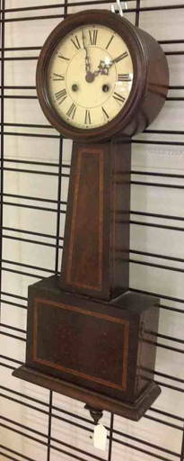 Early Inlaid Banjo Clock, Key And Pendulum Intact, Make