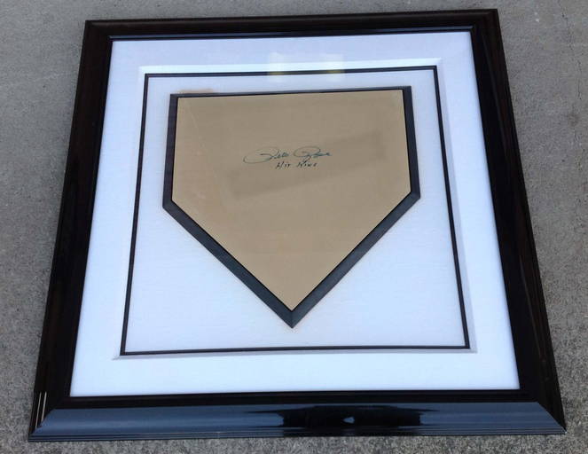 Signed Pete Rose "hit King" Framed Home Plate
