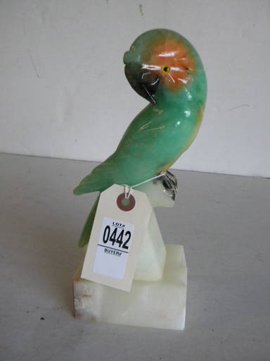 1950's Carved Italian Alabaster Parrot, Multi Color