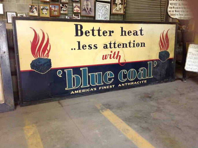 Blue Coal Advertising Sign, Measures 10' X 4', In