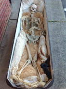 ODD FELLOW COFFIN WITH REAL HUMAN SKEKETON, FROM CLOSED See Sold Price