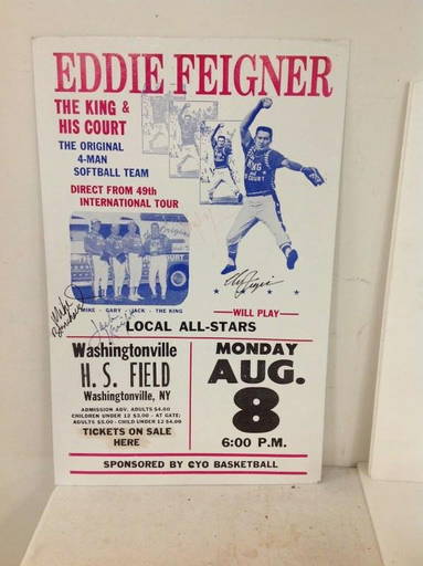 Eddie Feigner Cardboard Poster Signed By All 4 Players,