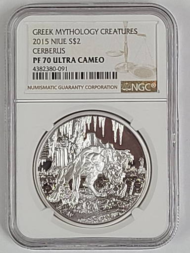 2015 Niue Cerberus 1 Oz. Silver Coin Ngc Pf 70 Uc