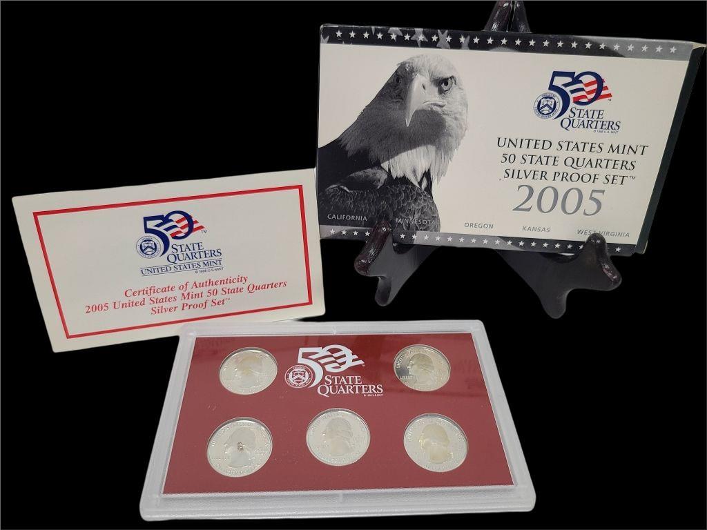 2005 U.s. Mint 50 State Quarters Silver Proof Set