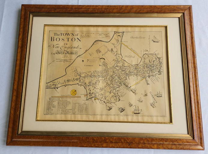 Captain John Bonner Framed Map Of Boston