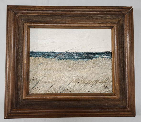 Ted Fuller Signed Beach Scene Oil On Canvas Painting