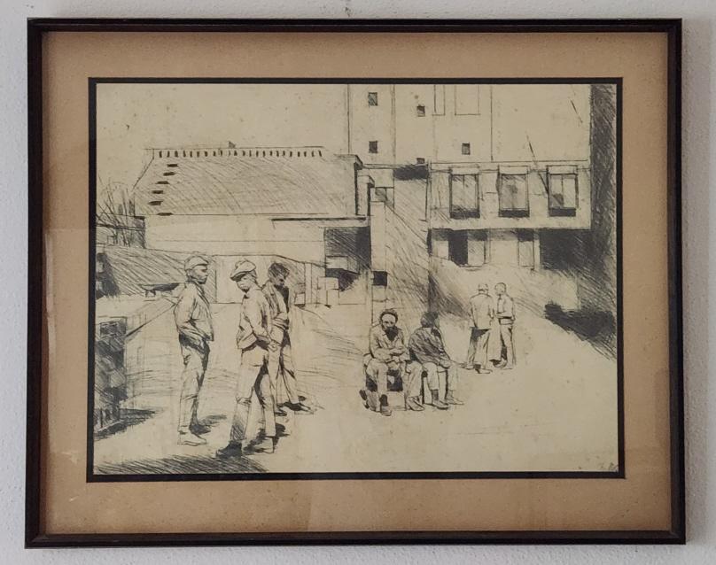 Edith Neff Original Factory Scene Framed Pastel Auction