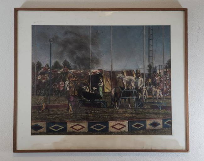 Edith Neff Original "dog Act" Framed Pastel