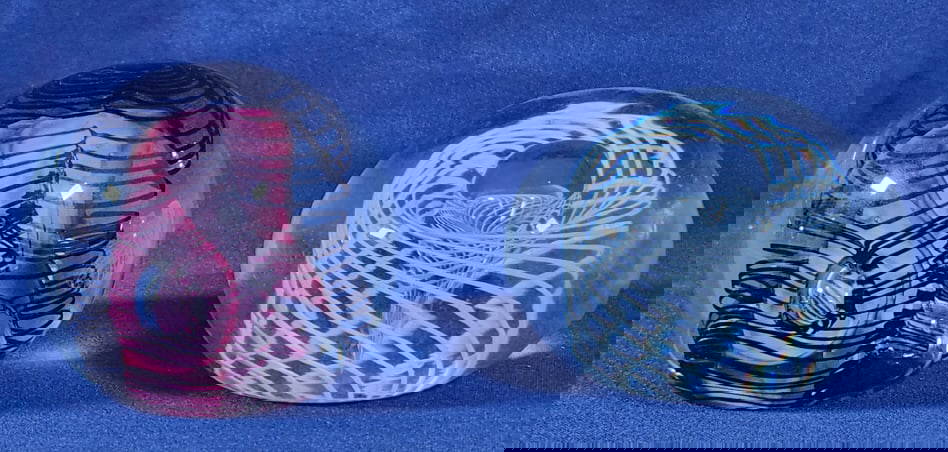 2 Signed Art Glass Paperweights Including Steuben Auction