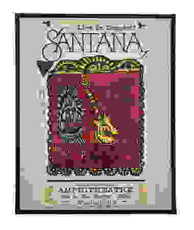 Carlos Santana Signed 2002 Concert Poster W/ Pick Auction