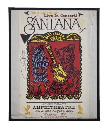 Carlos Santana Signed 2002 Concert Poster W/ Pick Auction