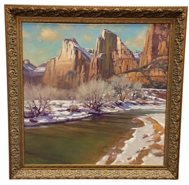 Karl Thomas Painting Winter In The Southwest Auction