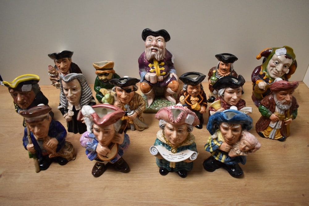 A Collection Of Fifteen Pottery Character Jugs, Various To Include ...