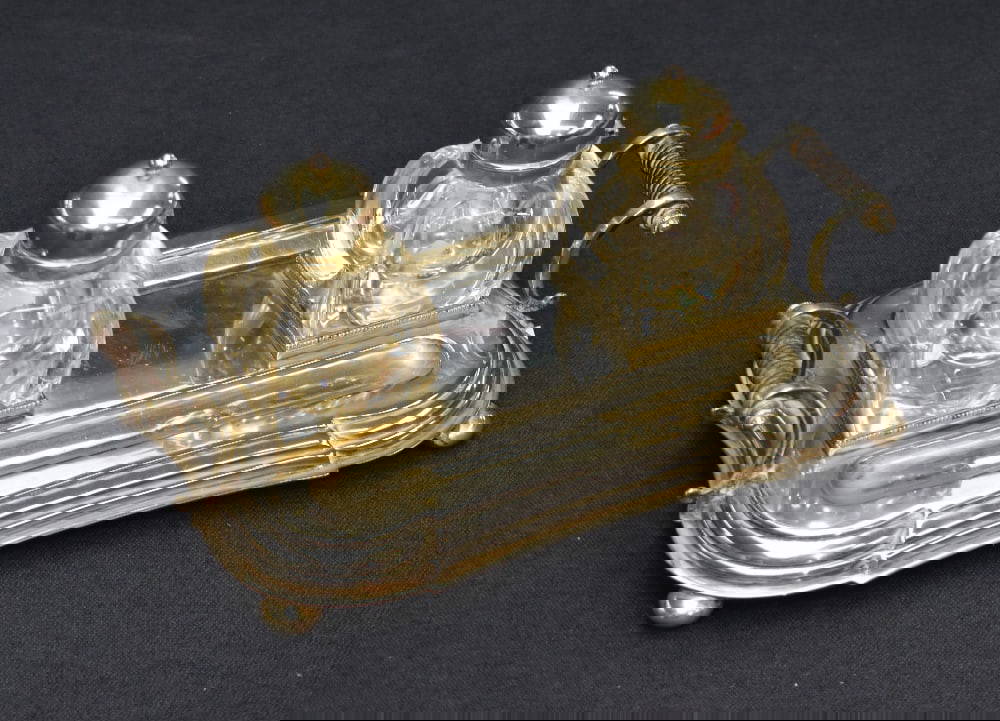 An Early 20th Century Silver-plated Inkstand, Of Shaped And Step ...